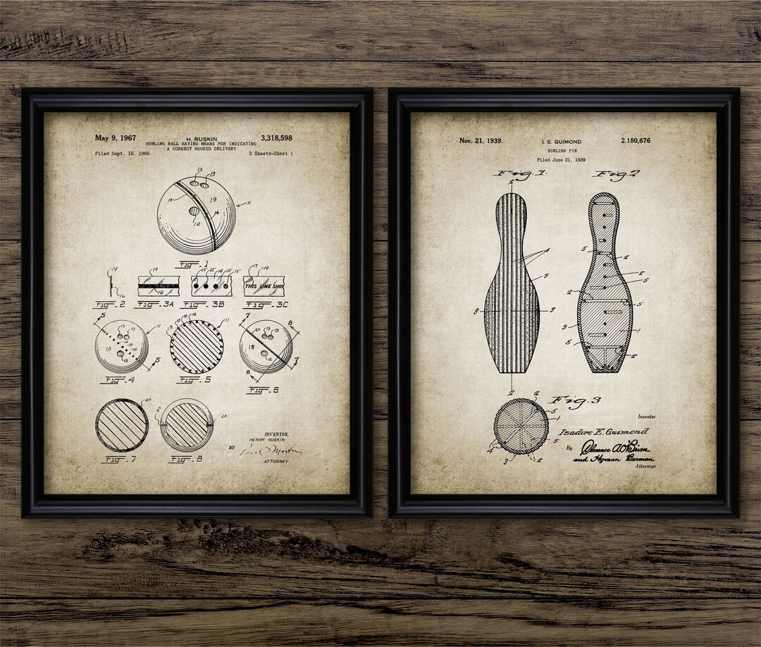 Retro Ten Pin Bowling Wall Art Set of 2, Printable Bowling Sport ...