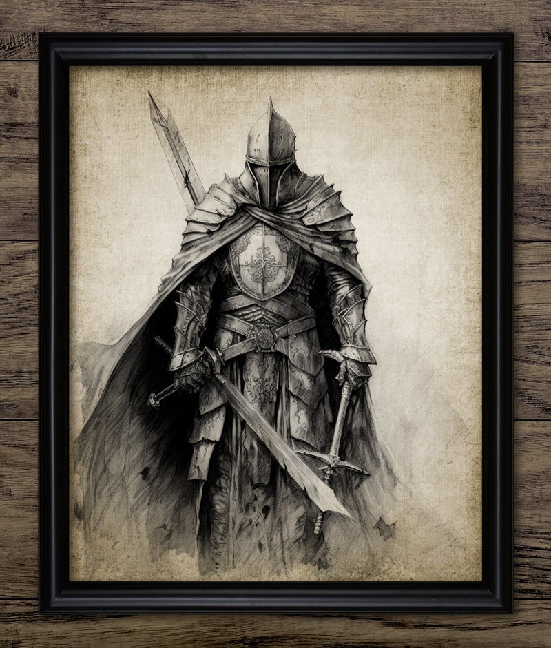 Knight Wall Art, Printable Knight in Armour, Medieval Knight, Warrior ...