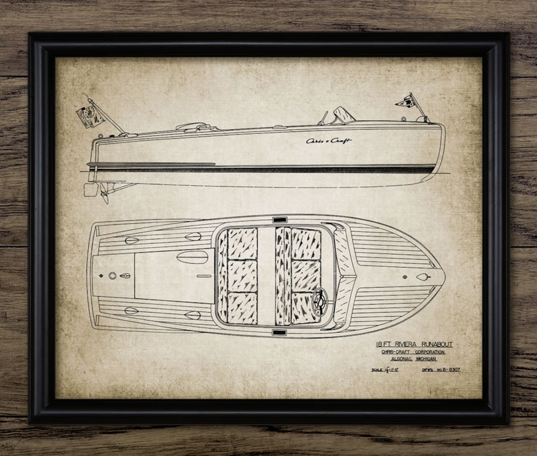 Motorboot Wandbild, Holzboot druckbar, Marina, Luxus Motorboot Design ...