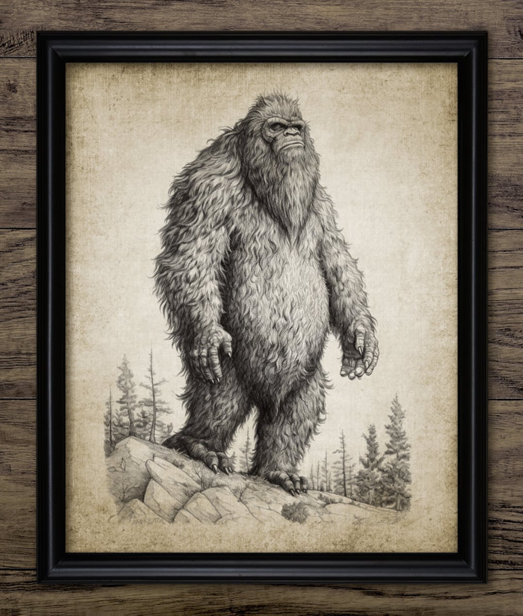 Bigfoot Wall Art, Printable Sasquatch, North America, Forest Humanoid ...