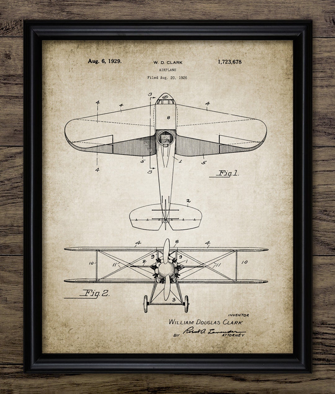 Vintage Biplane Wall Art, Printable 1929 Biplane Aircraft Design ...