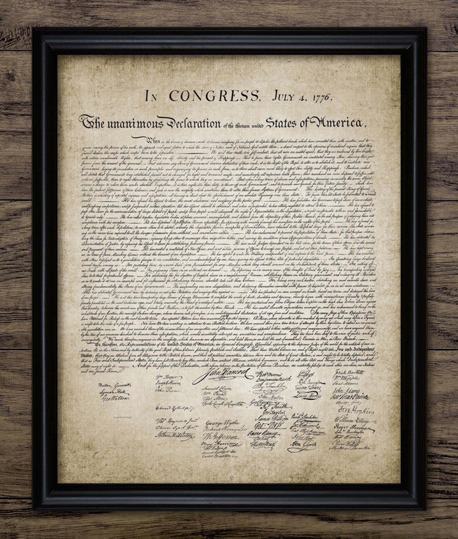 Declaration of Independence Wall Art, July 4th 1776 American ...