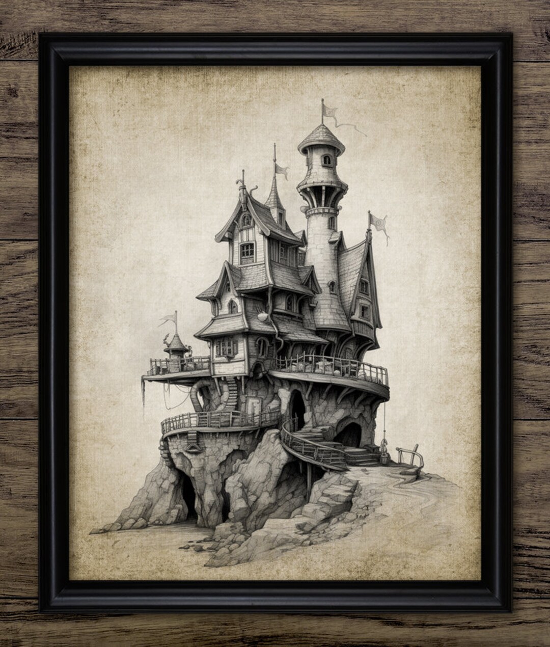 Wizard Tower Wall Art, Printable Fantasy Tower, Whimsical, Magician ...