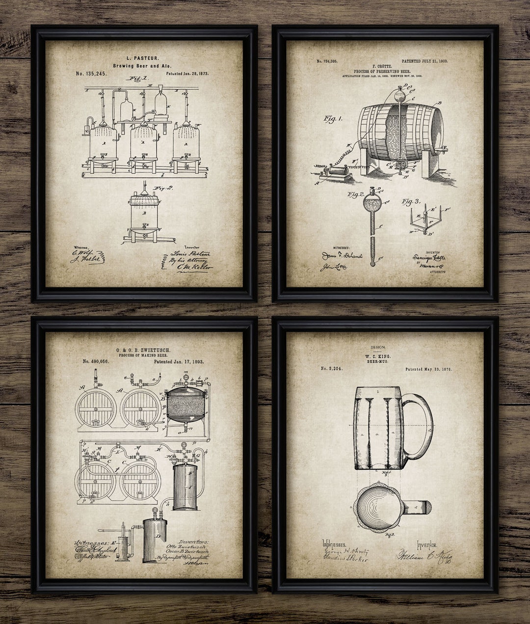 Beer Brewing Wall Art Set of 4, Printable Beer Brewing, Bar, Pub ...