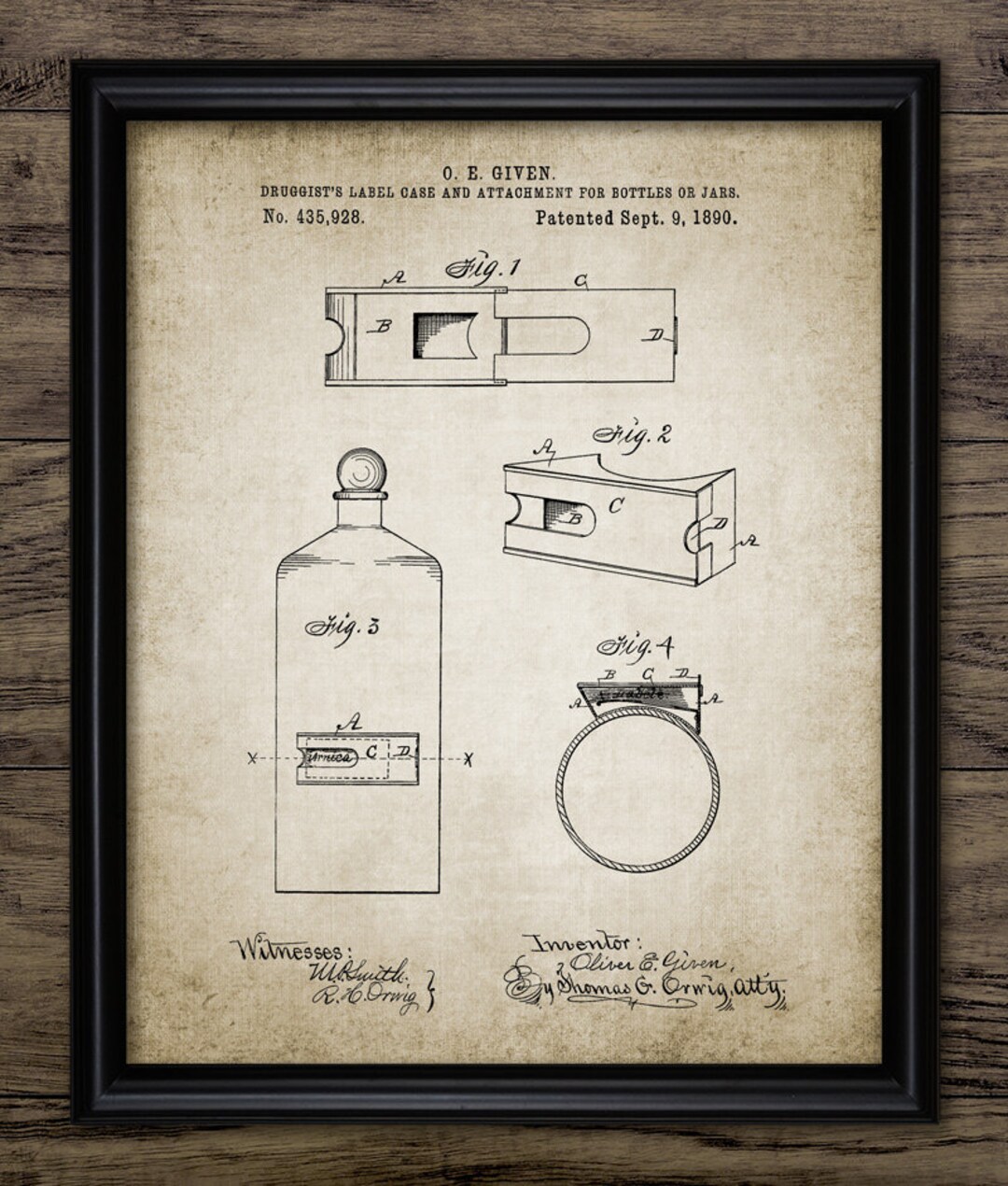 Medicine Bottle Label Patent Print - 1890 Label Design - Healthcare ...