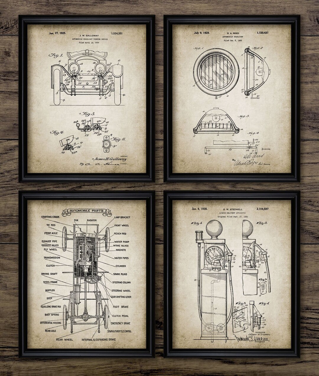 Vintage Motoring Wall Art Set of 4, Printable Classic Car Art, Vintage ...