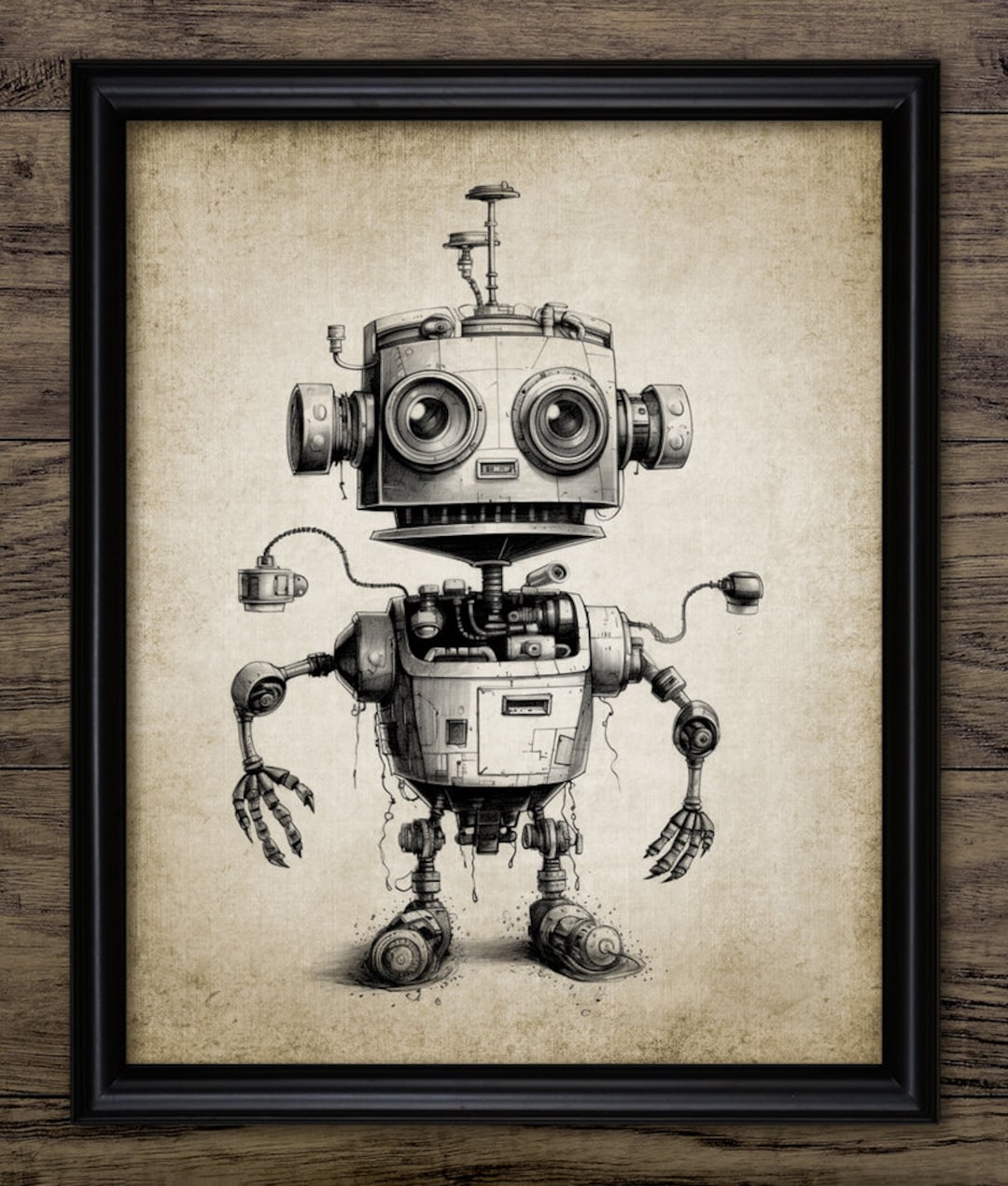 Whimsical Robot Wall Art, Printable Cute Robot, Steampunk Robot ...