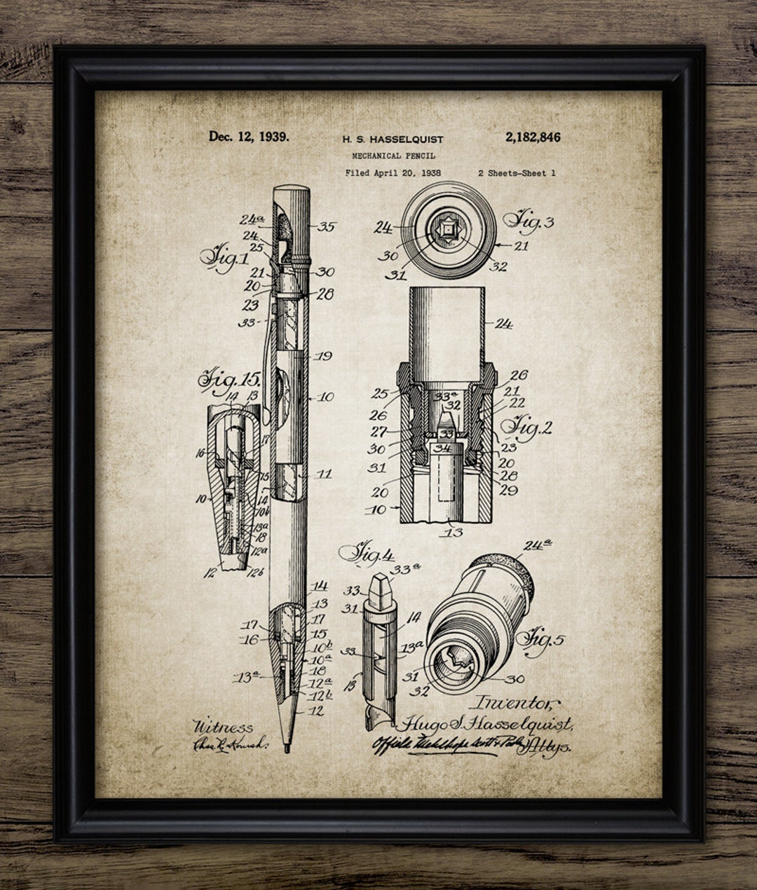 Mechanical Pencil Patent Print - 1939 Technical Drawing Equipment ...