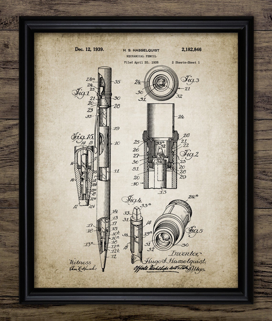 Mechanical Pencil Patent Print - 1939 Technical Drawing Equipment ...