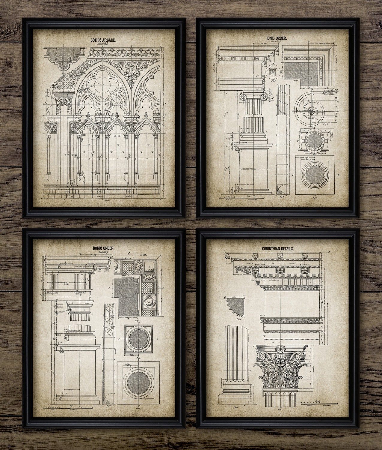 Architectural Orders Set of 4, Doric, Ionic, Corynthian, Gothic ...