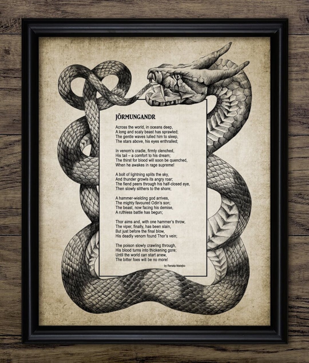 Jormungandr Poem, Printable Viking Wall Art, Norse Mythology Ragnarok ...