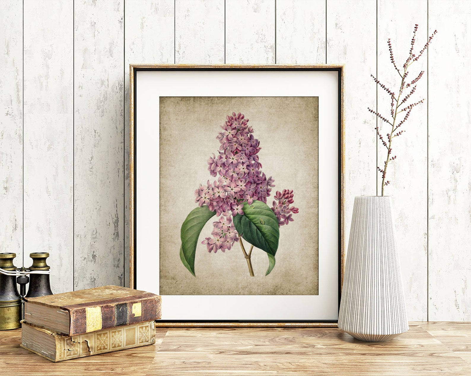 Lilac Flower Wall Art Print, Rustic Wall Decor, Lilac Tree Illustration ...