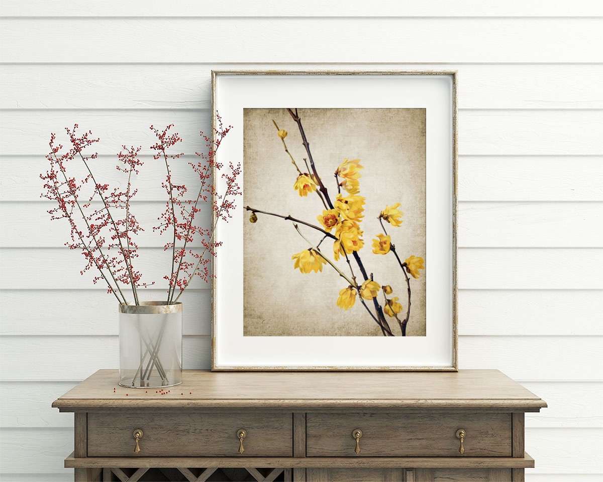 Yellow Flowers Art Print - Yellow Flower Decor - Tree Blossom - Flower ...