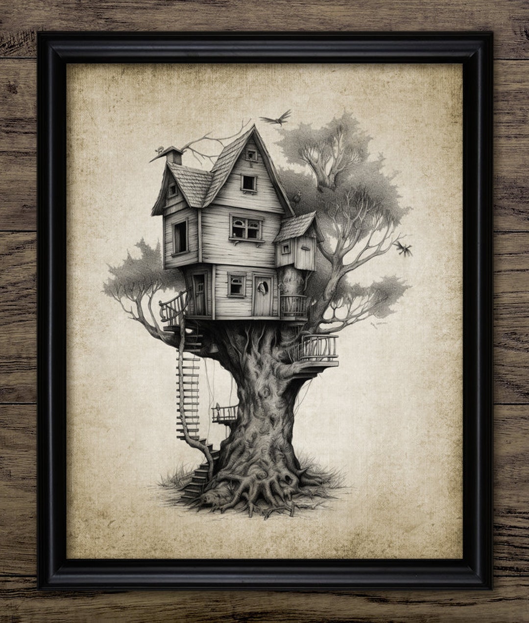 Whimsical Tree House Wall Art, Printable House, Whimsical Home, Fantasy ...