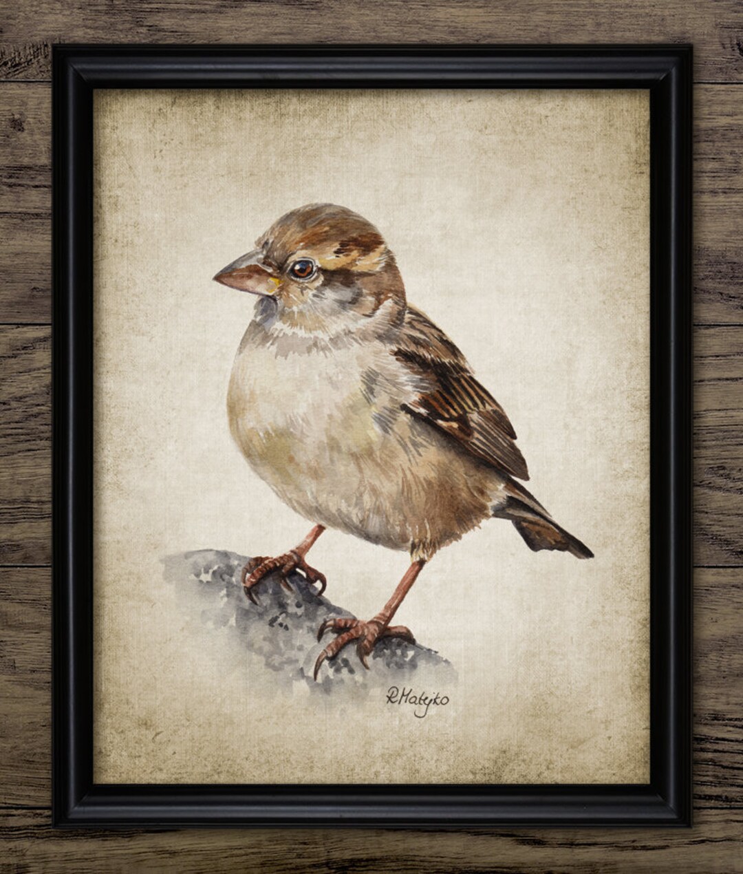 Sparrow Wall Art, Printable Sparrow Watercolor Painting, House Sparrow ...