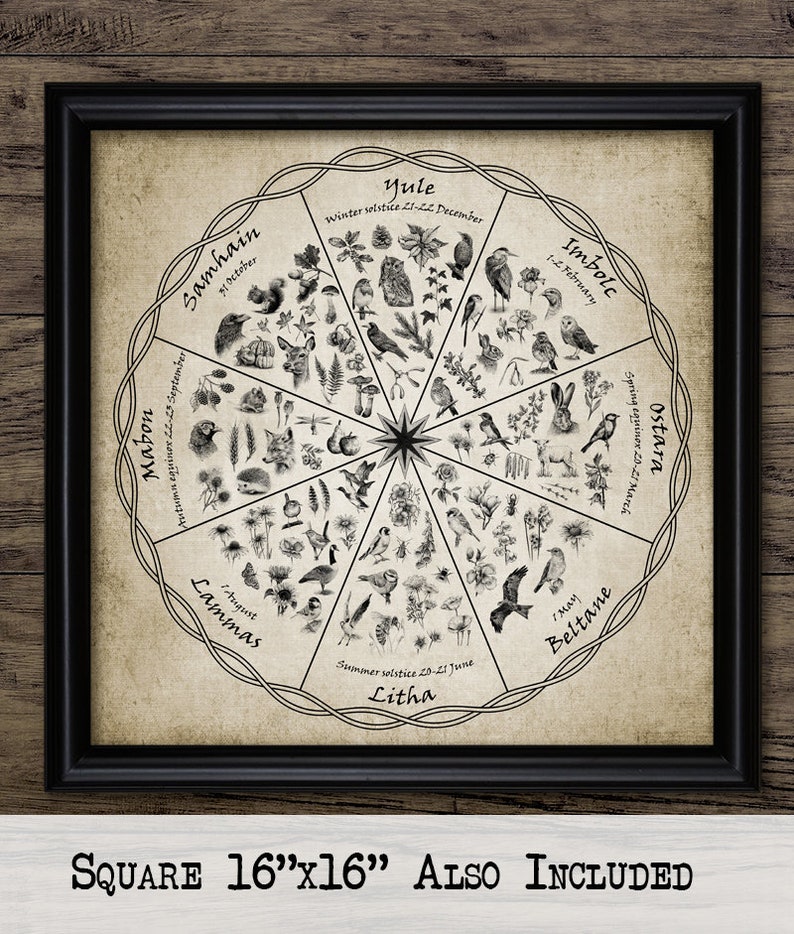 Celtic Calendar Wall Art Printable Pagan Wheel of the Year - Etsy