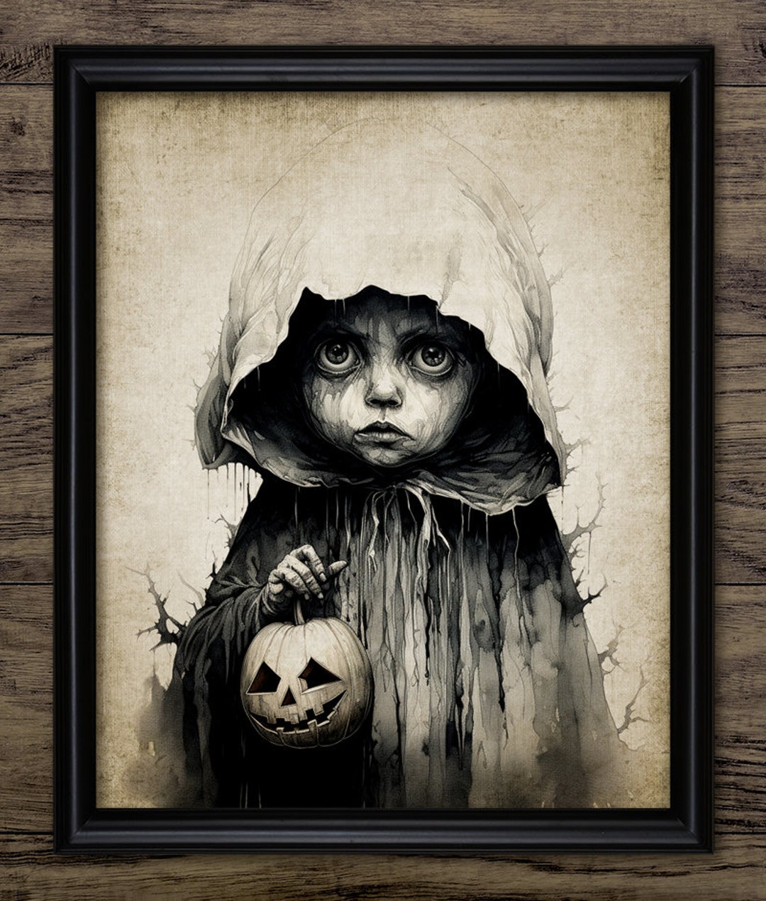 Halloween Girl Wall Art, Printable Halloween Dark Art, Gothic Horror ...