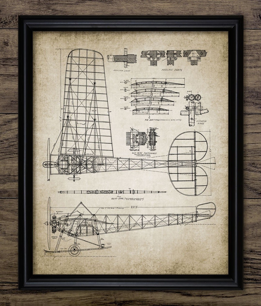 Vintage Monoplane Wall Art, Printable Early Aircraft Design, Plane ...