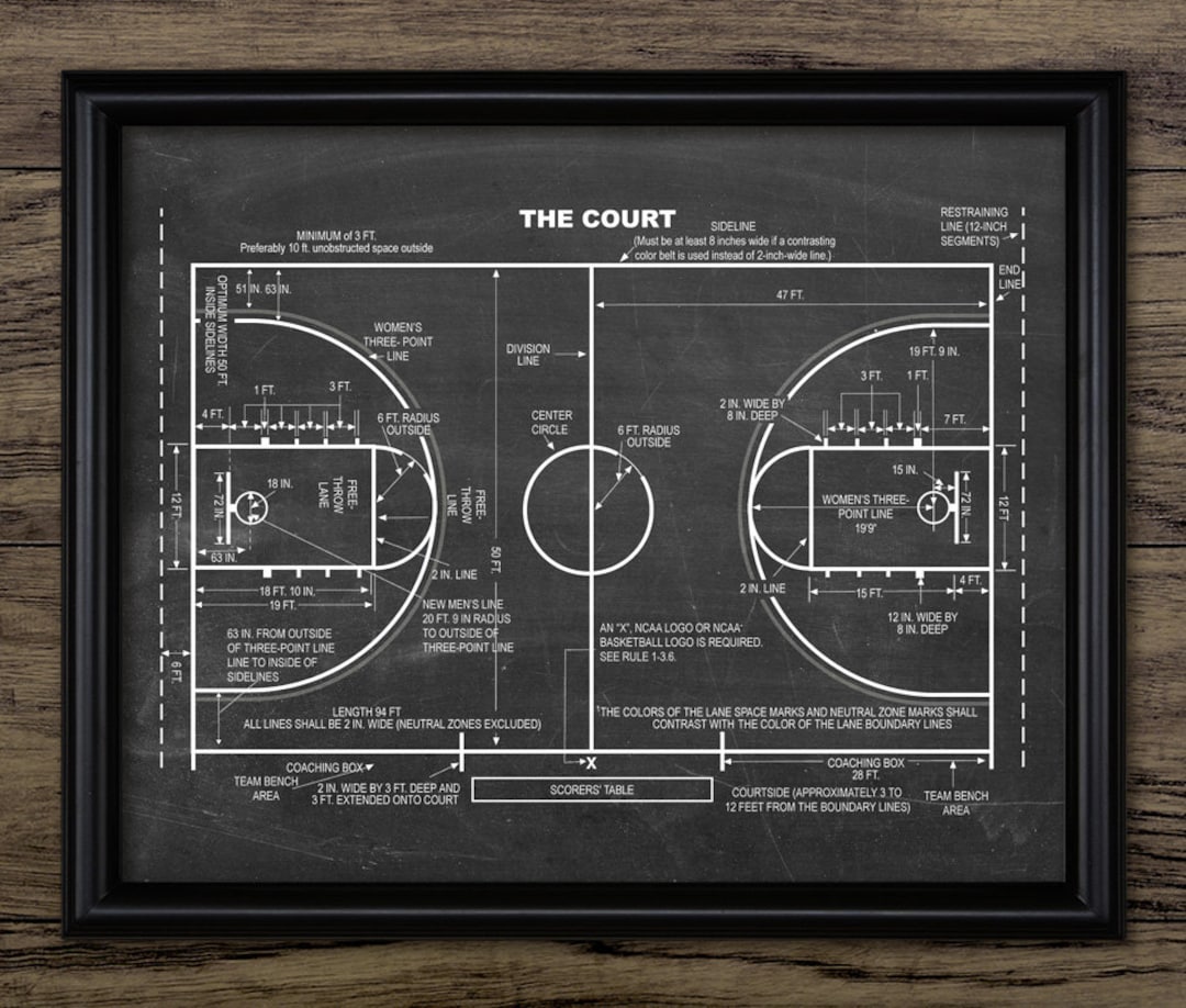 Basketball Court Wall Art, Printable Basketball Court Design ...