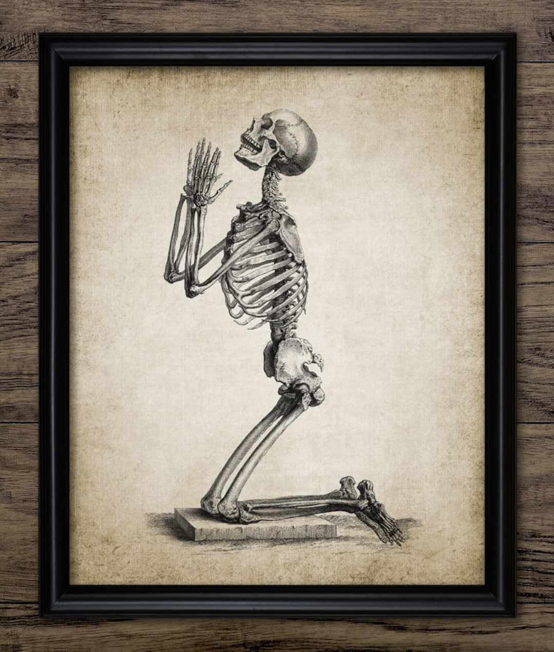 Skeleton at Prayer Wall Art, Printable Praying Skeleton, Religious ...