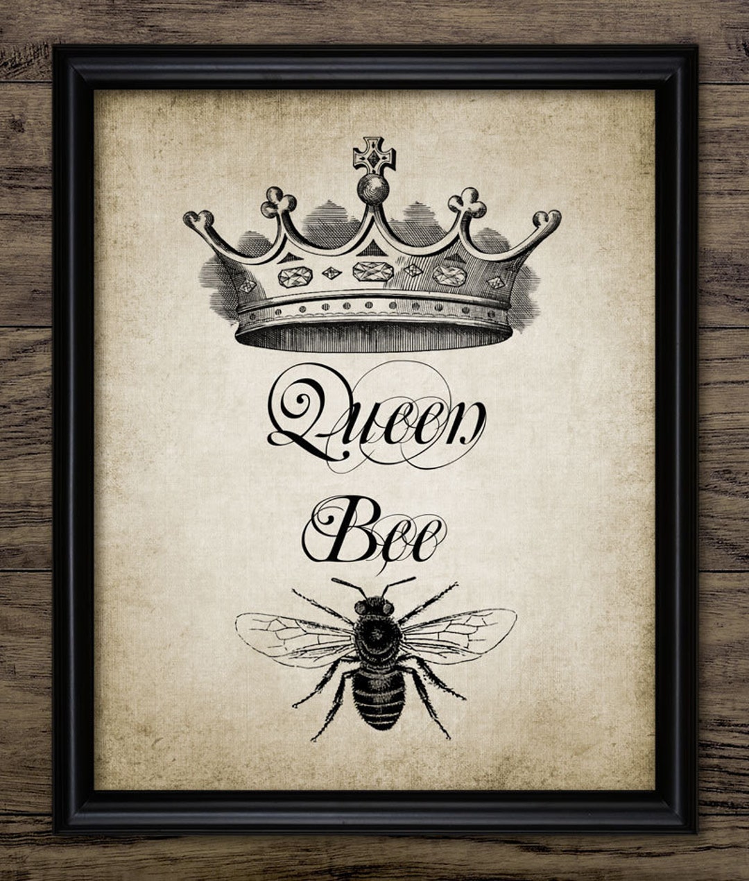 Queen Bee Wall Art, Printable Queen Bee Decor, Queen Bee Ladies Bedroom ...