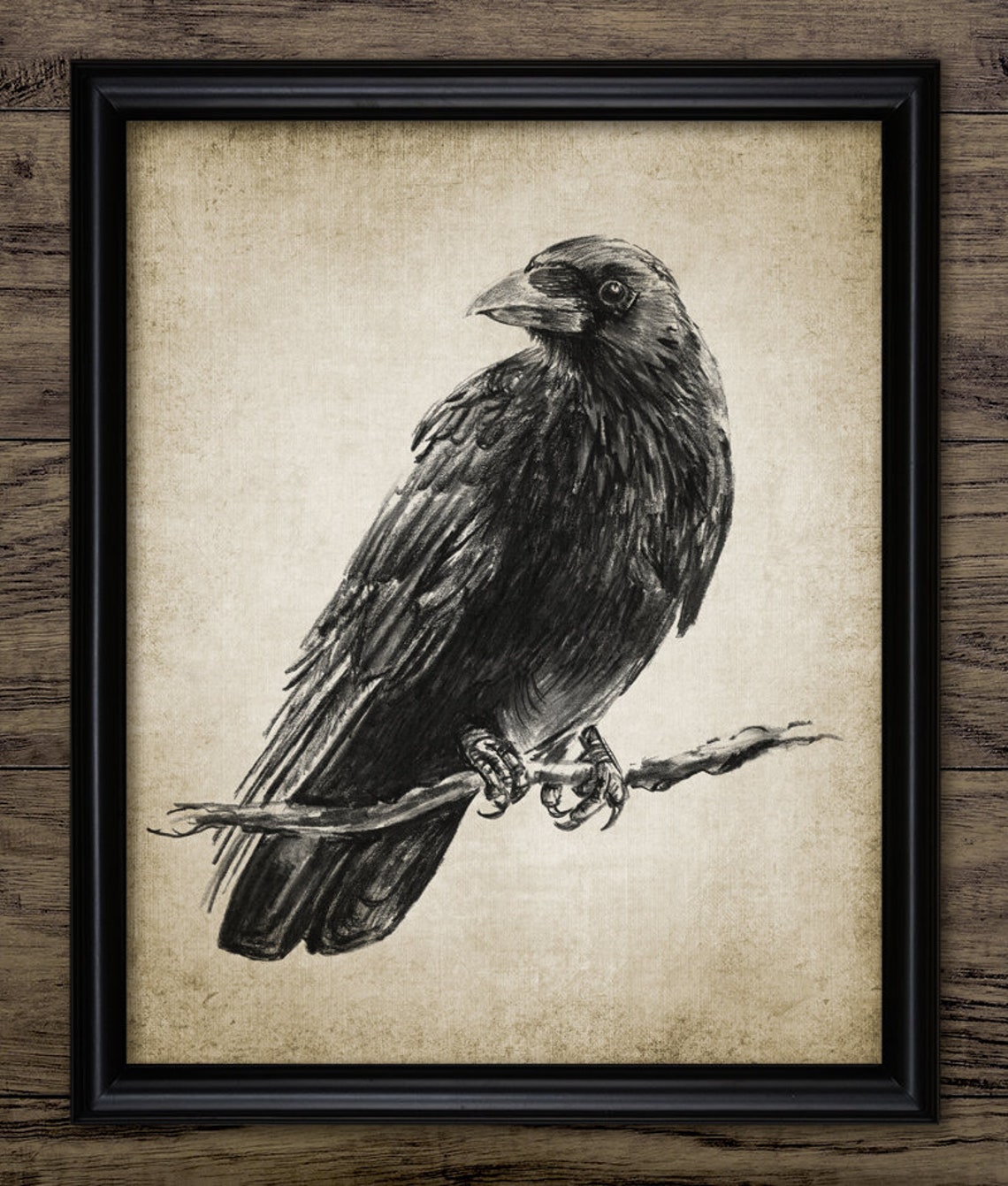 Raven Charcoal Drawing Printable Raven Raven Poster Gothic - Etsy