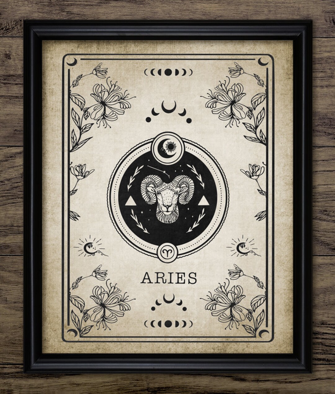 Aries Zodiac Print, Printable Astrology Illustration, Tarot Card ...