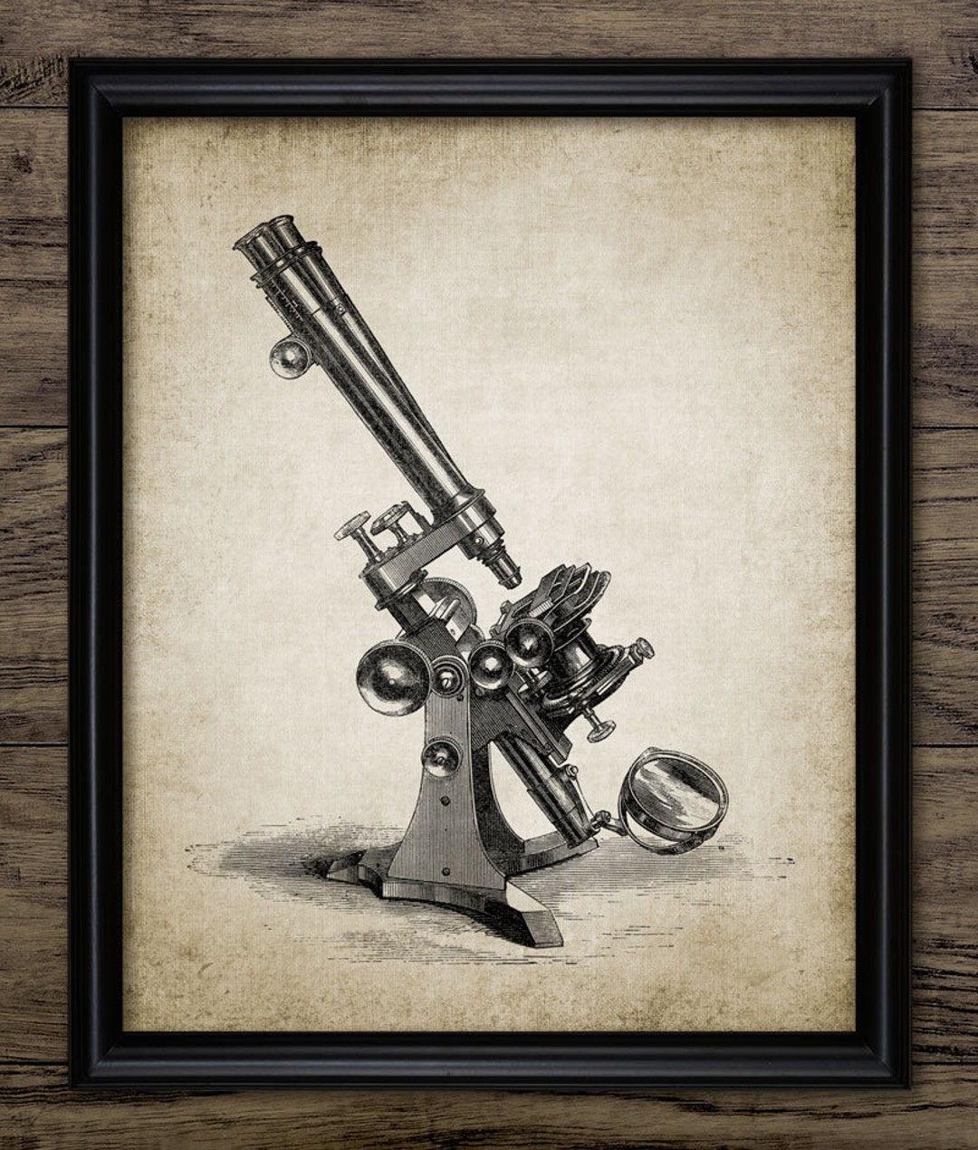 Antique Microscope Wall Art, Printable Microscope Design, Microbiology ...