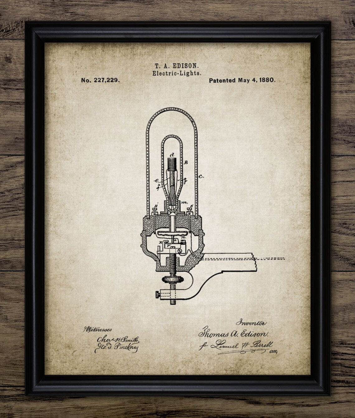 Vintage Light Bulb Patent Print 1880 Light Bulb Design | Etsy