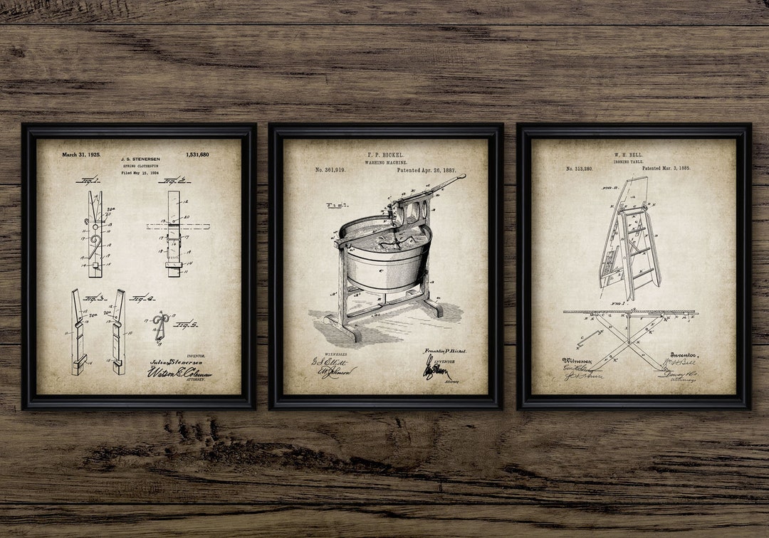 Laundry Room Wall Art Set of 3, Printable Utility Room Art, Clothes Peg ...