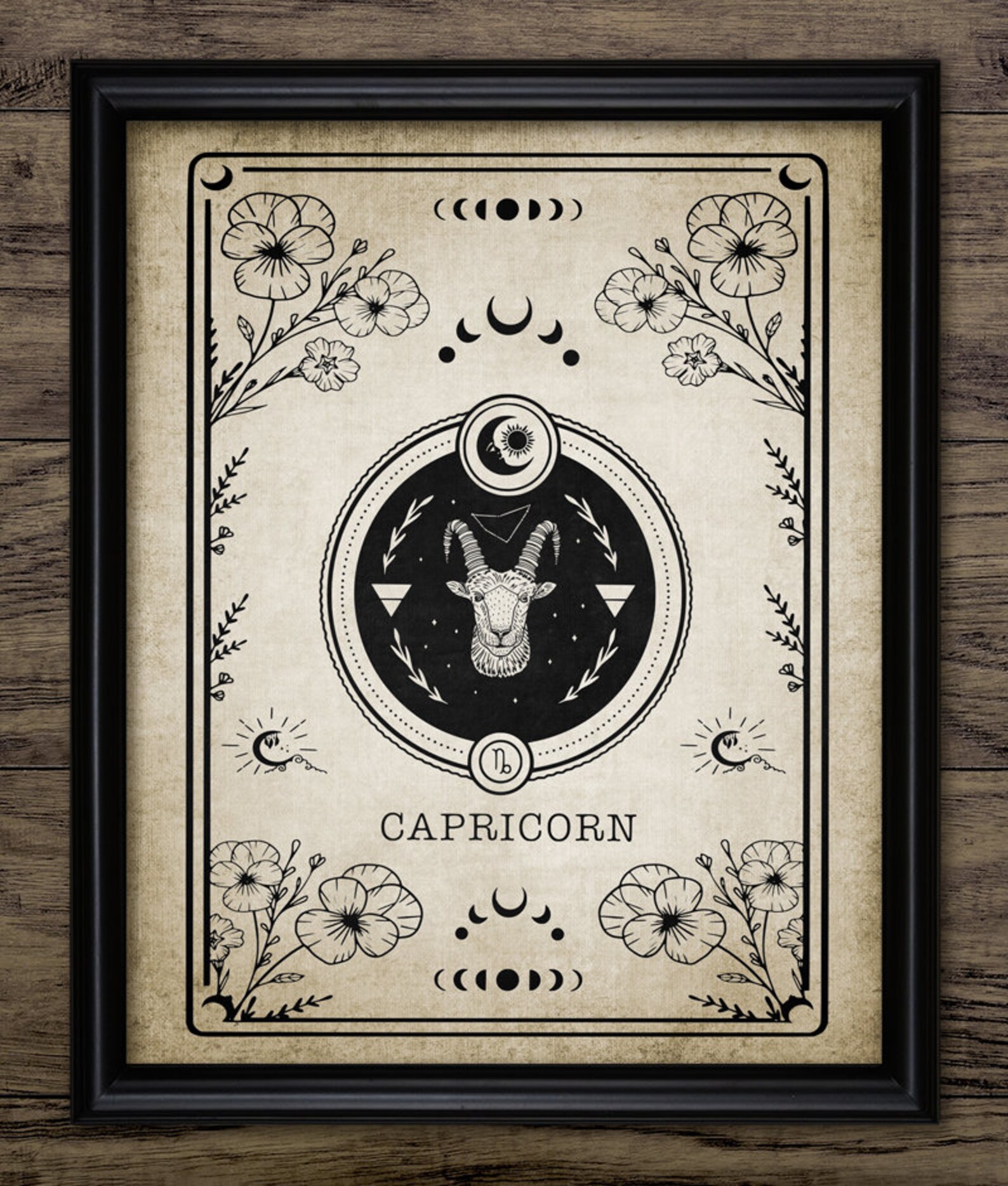 Capricorn Zodiac Print, Printable Astrology Illustration, Tarot Card ...