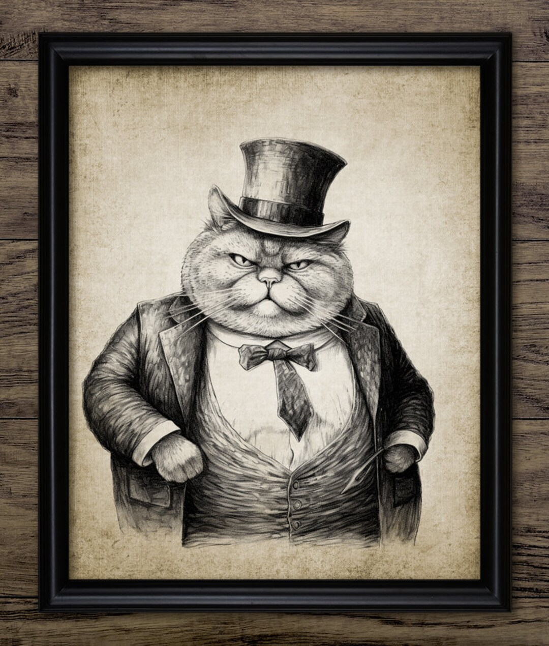 Boss Cat Wall Art, Printable Whimsical Cat, Fat Cat, Funny Cat Art ...