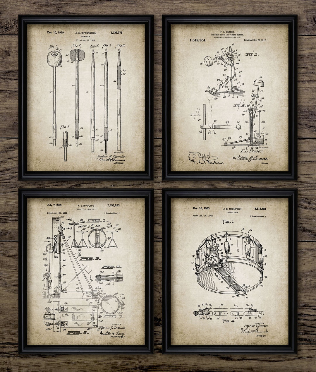 Drum Kit Wall Art Set of 4, Printable Music Art, Drumstick, Music ...