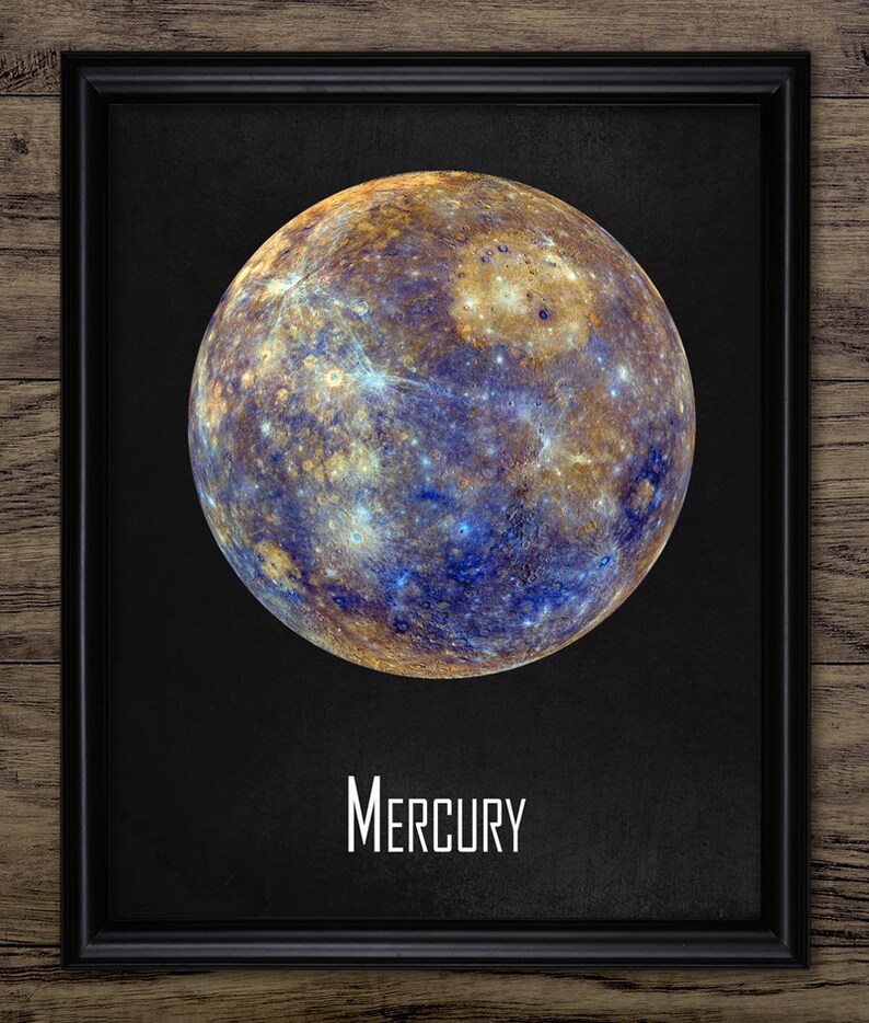 Mercury Wall Art Print Solar System Mercury Poster Planet | Etsy