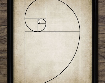 Fibonacci Spiral Wall Art Poster Mathematics Fibonacci