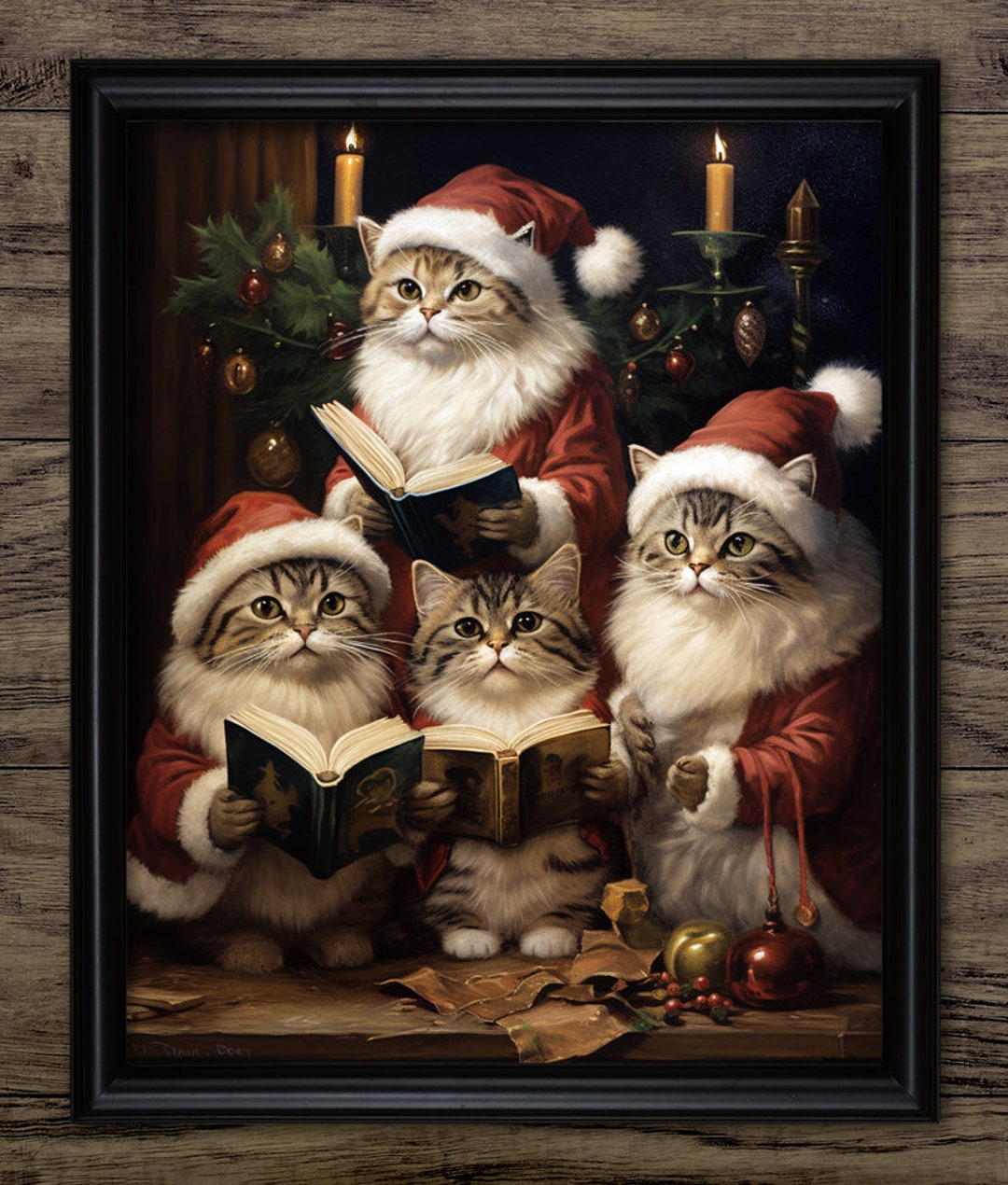 Cute Kitten Carol Singers Wall Art, Printable Cat Lover Decoration ...