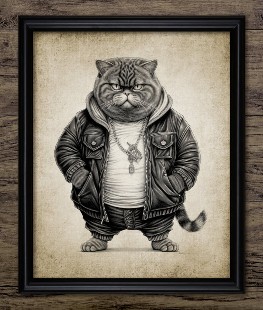 Gangster Alley Cat Wall Art, Printable Cat, Gangsta Cat, Streetwise Cat ...