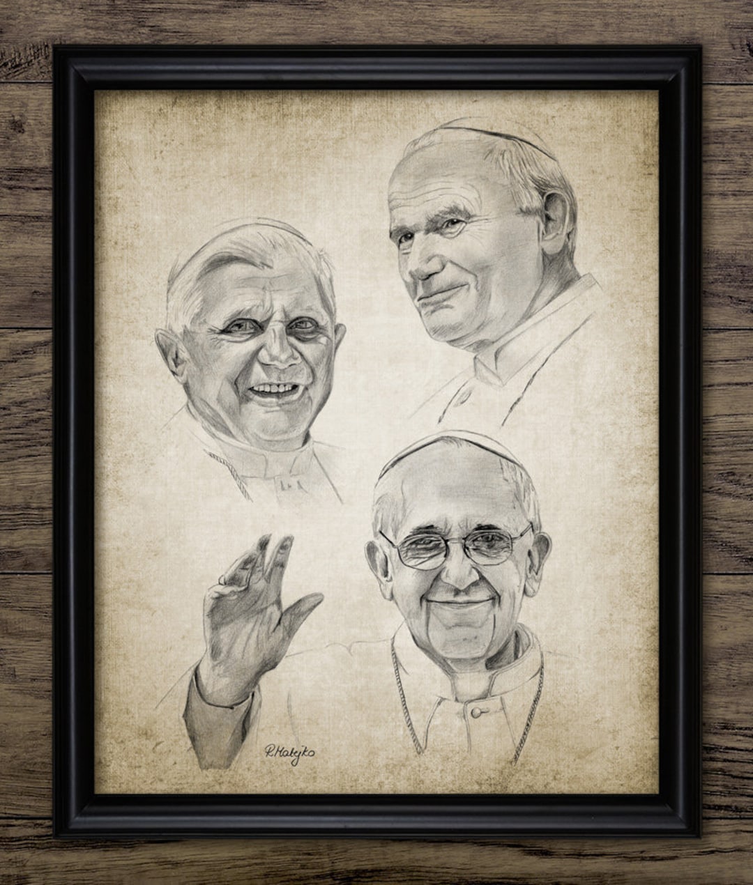 Pope Pencil Drawing, Printable Pope Drawing, John Paul II, Benedict XVI ...
