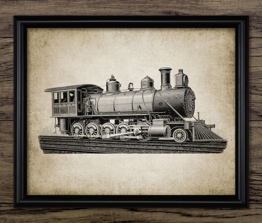 Vintage Steam Locomotive Art, Printable Railroad, Railway, Steam Train ...