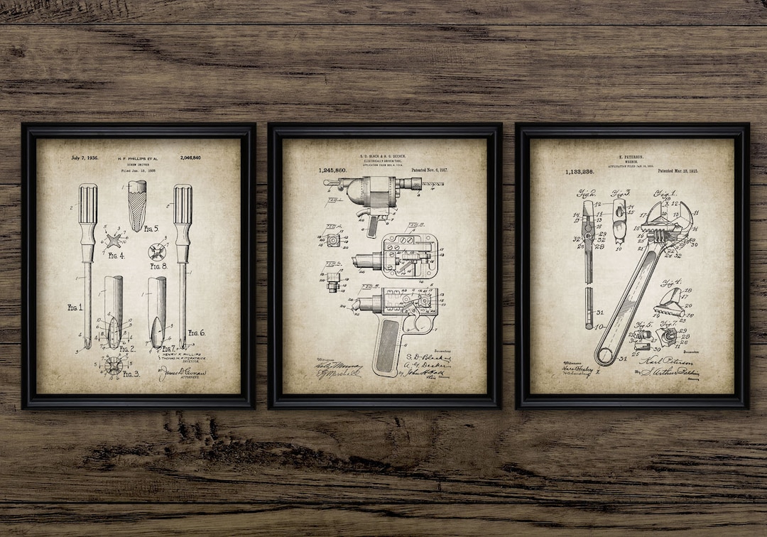 Tool Wall Art Set of 3, Printable Tools, DIY Enthusiast, Screwdriver ...