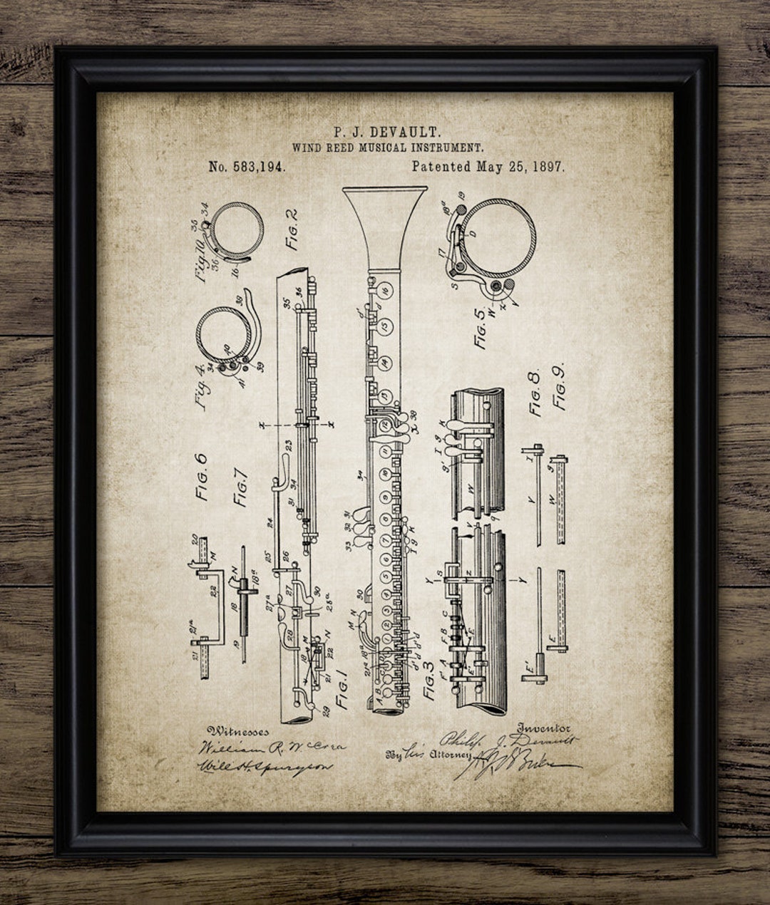 Clarinet Wall Art, Printable Musical Instrument, Clarinet Design, Music ...