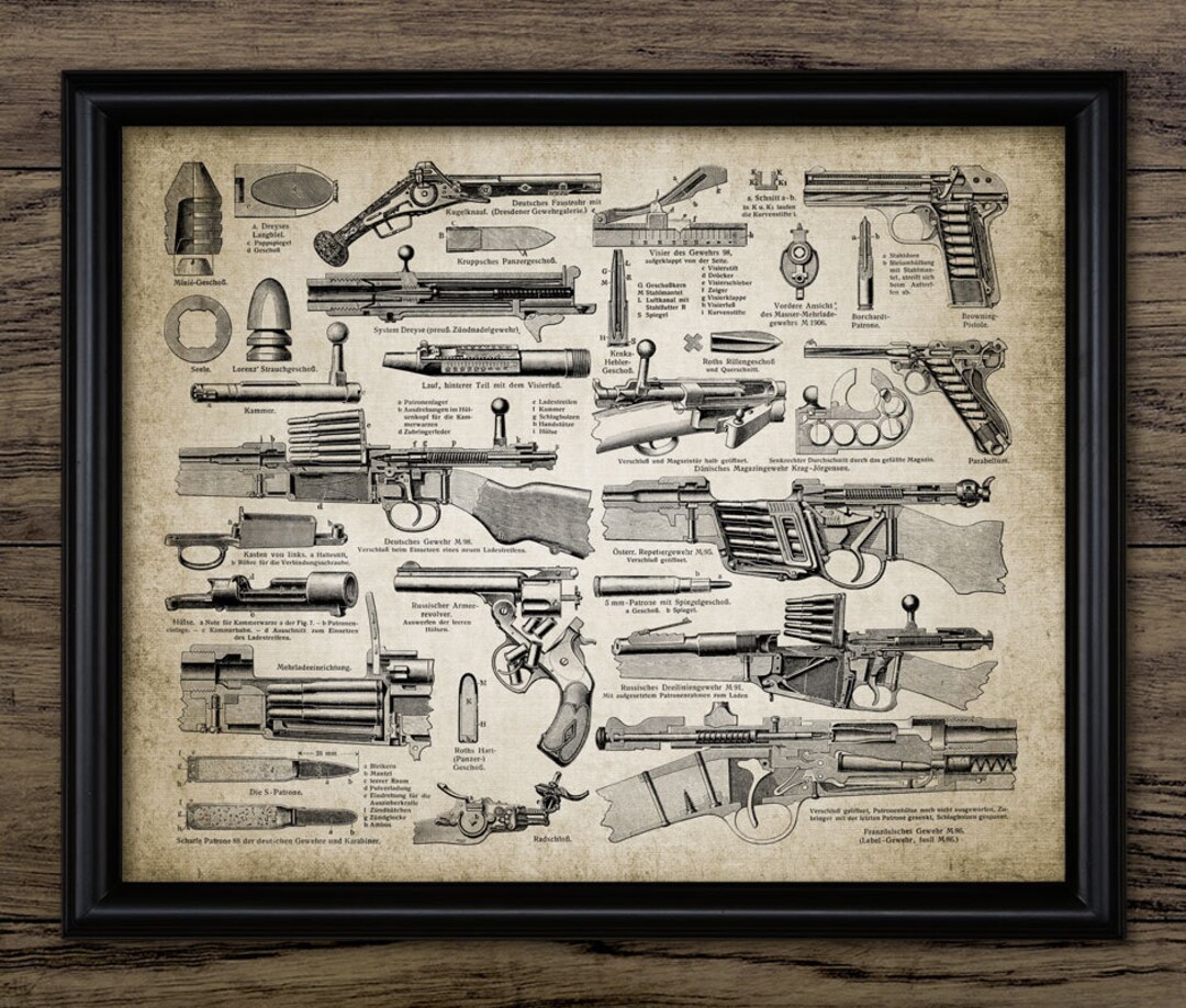 Vintage Firearm Design Wall Art, Printable Gun Design, Armament, Weapon ...