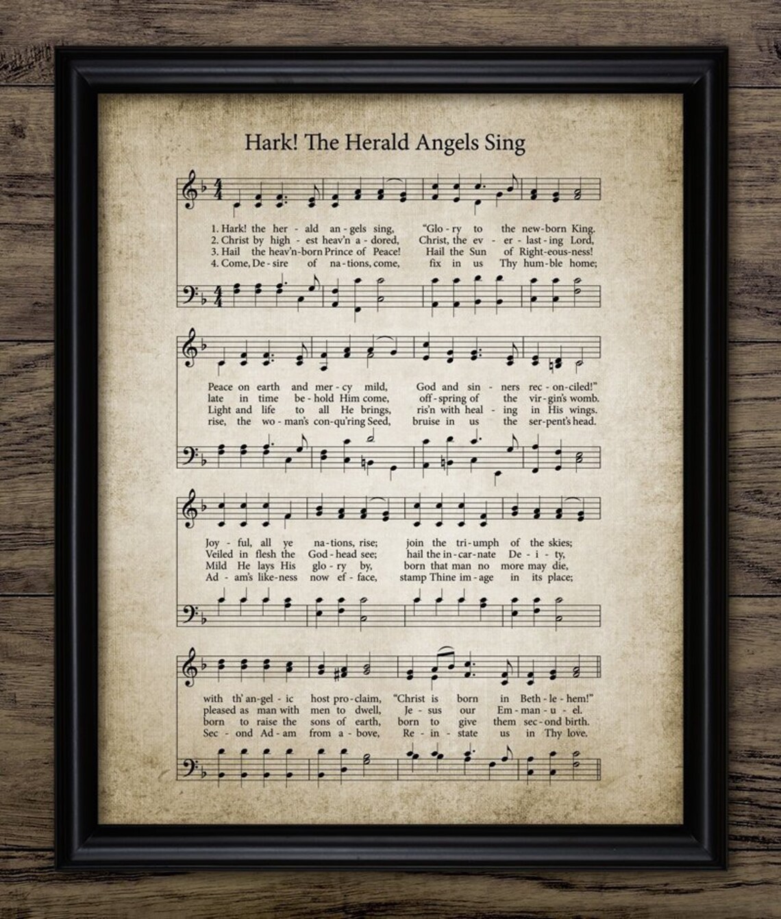 Hark the Herald Angels Sing Christmas Carol Art Vintage 1739 - Etsy