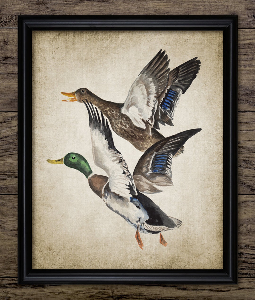 A Pair of Flying Ducks Wall Art, Printable Duck Art, Duck Watercolour ...