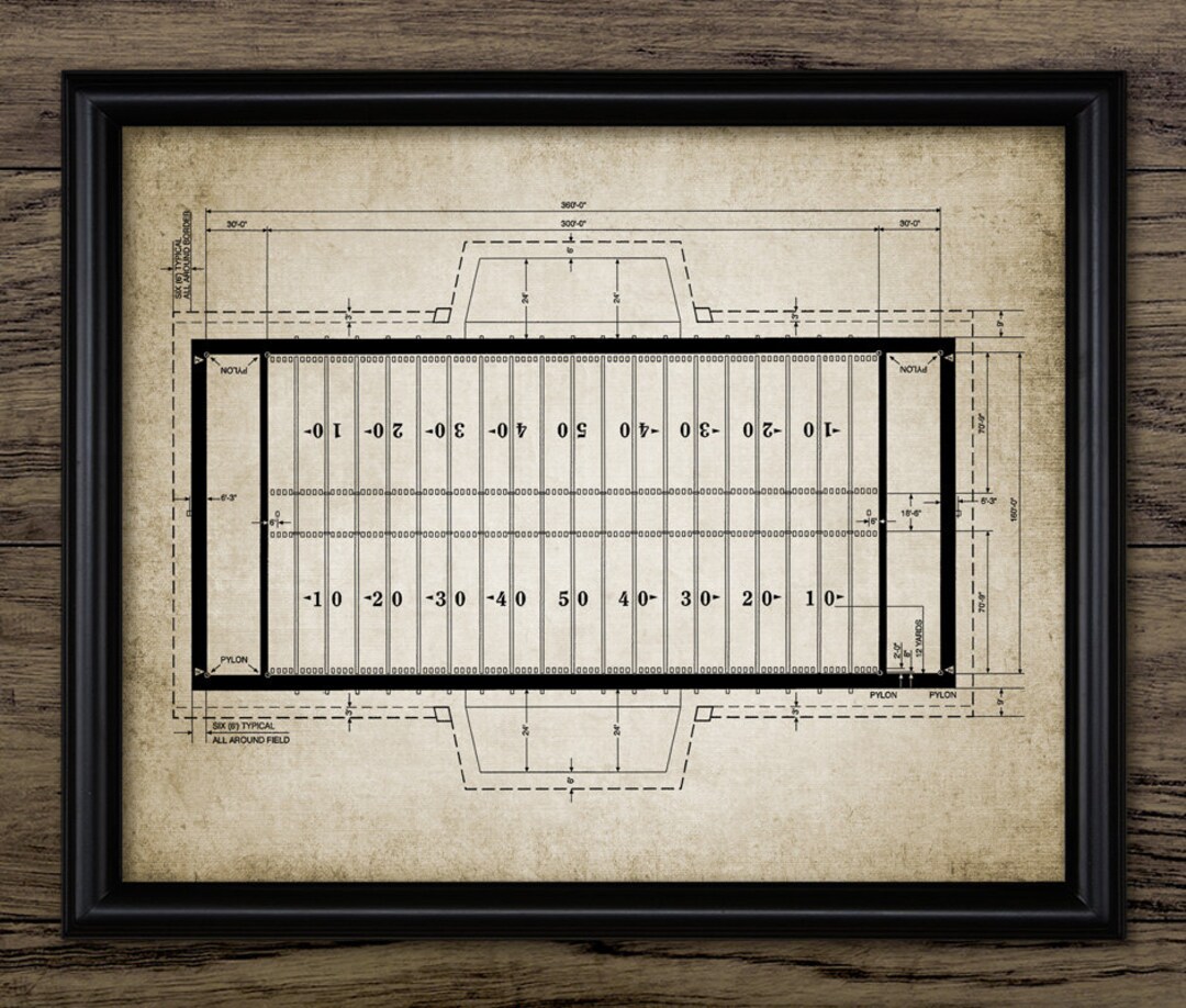 The Gridiron, Printable American Football Field Wall Art, Superbowl ...