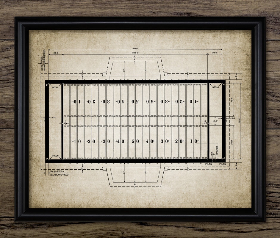 The Gridiron, Printable American Football Field Wall Art, Superbowl ...