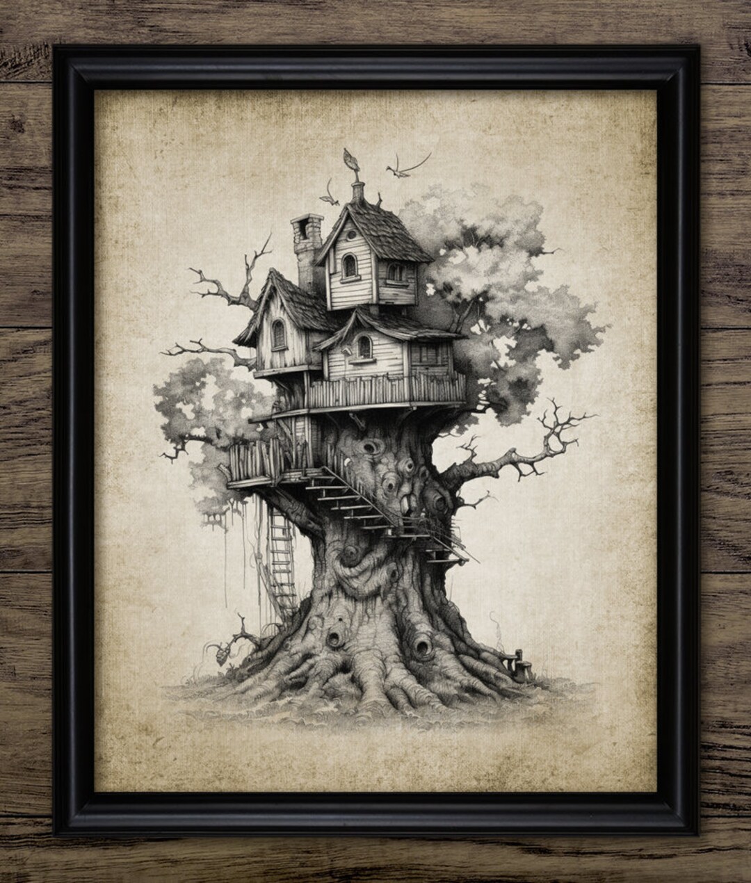 Whimsical Tree House Wall Art, Printable House, Whimsical Home, Fantasy ...