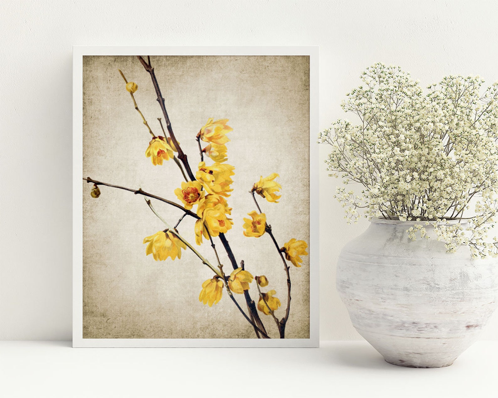 Yellow Flowers Art Print - Yellow Flower Decor - Tree Blossom - Flower ...