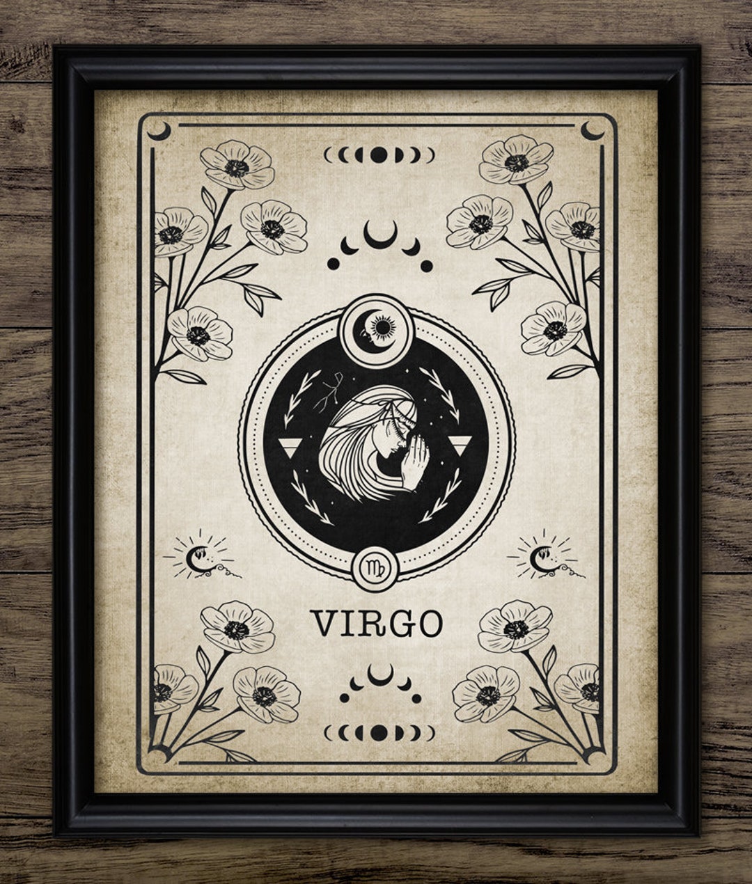 Virgo Zodiac Print, Printable Astrology Illustration, Tarot Card ...