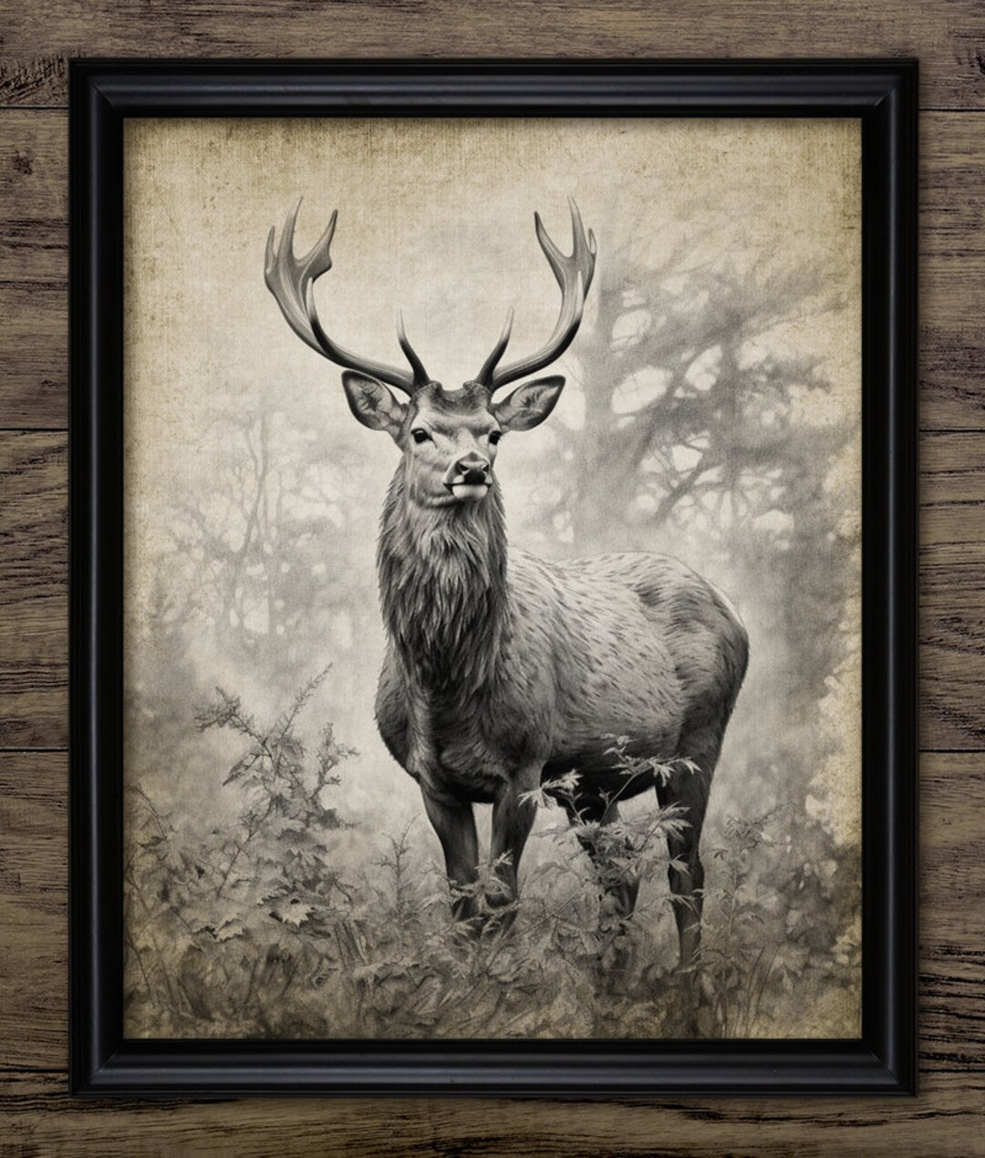 Red Deer Wall Art, Printable Deer, Woodland Deer, Buck, Stag, Hart ...
